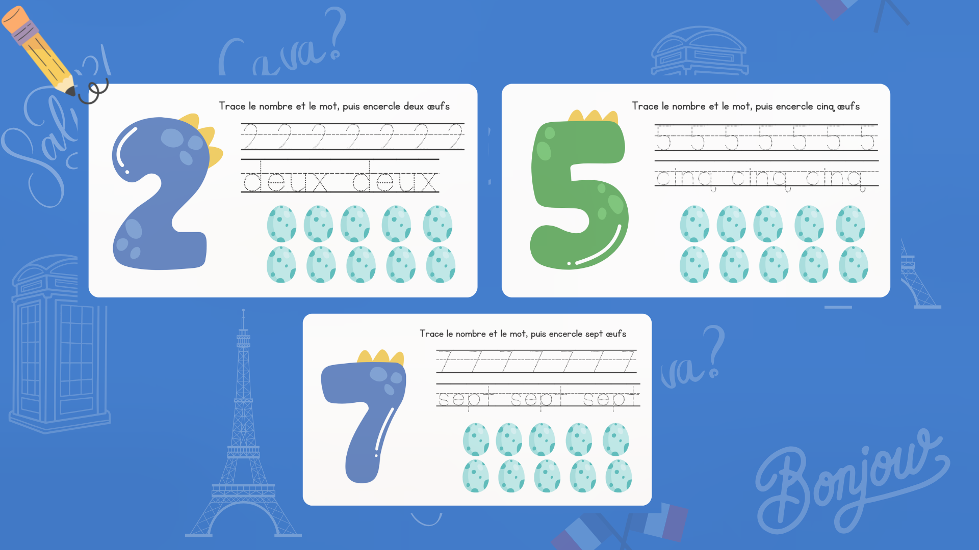 French Numbers 0-20 , Les Nombres , Tracing, Counting & Writing ...