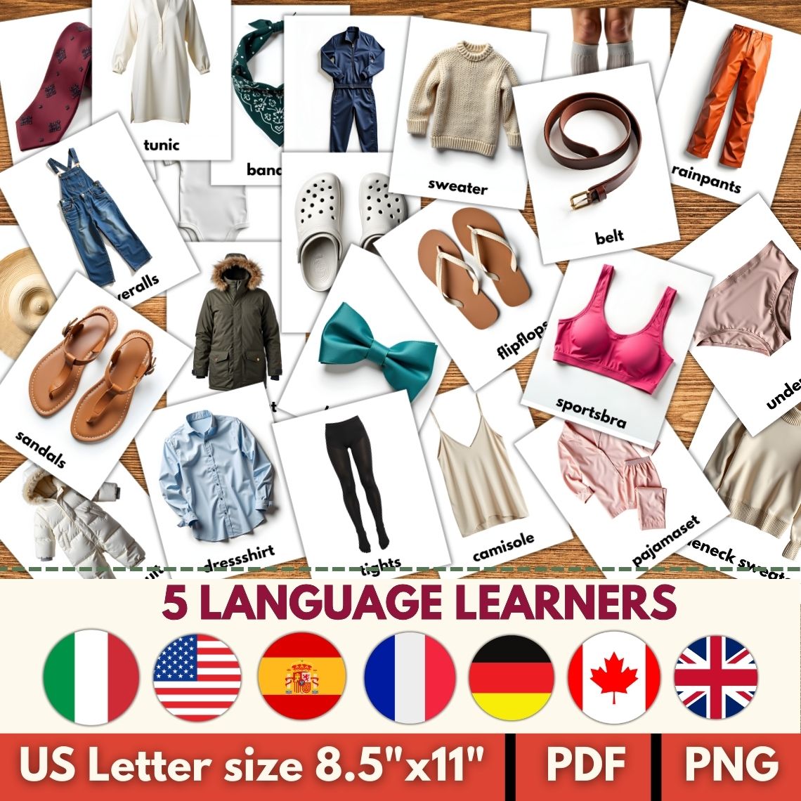 Clothes Flashcards Real Pictures | Montessori Vocabulary ESL Resources ...