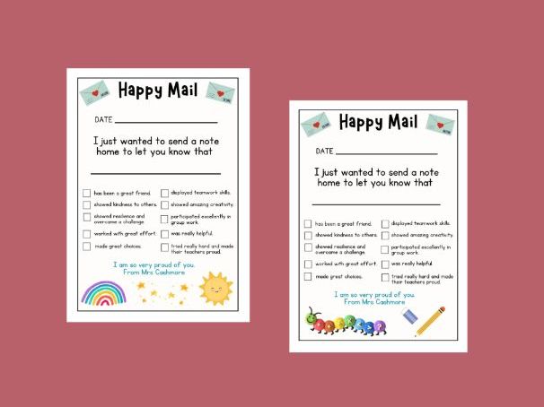 Happy Mail Note - to send home to parents | Teaching Resources