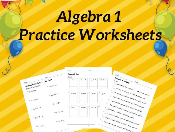 Algebra 1 Practice Problems Grades 6 10 Teaching Resources
