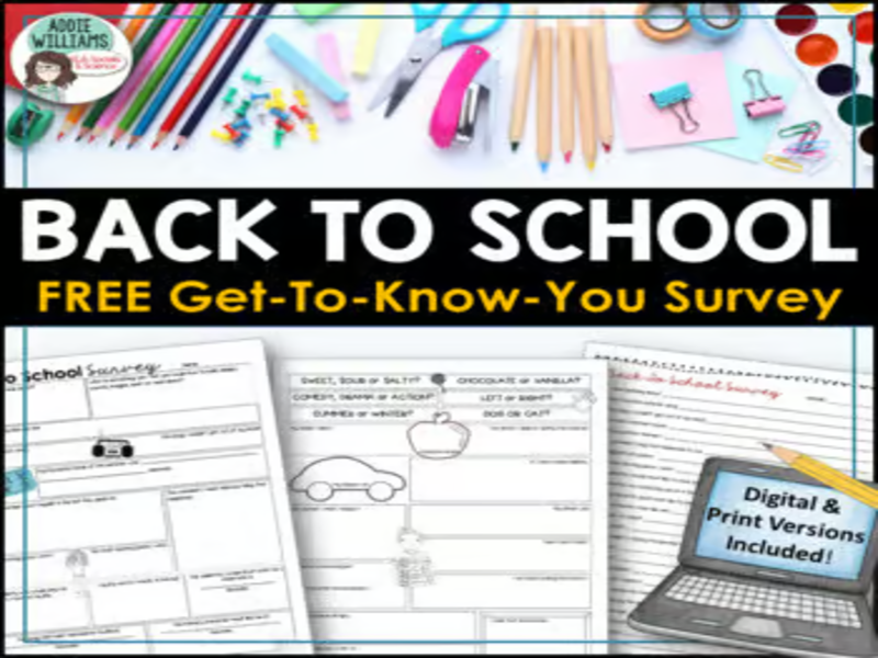 Back to School Student Survey - Get To Know You Activity - Digital ...