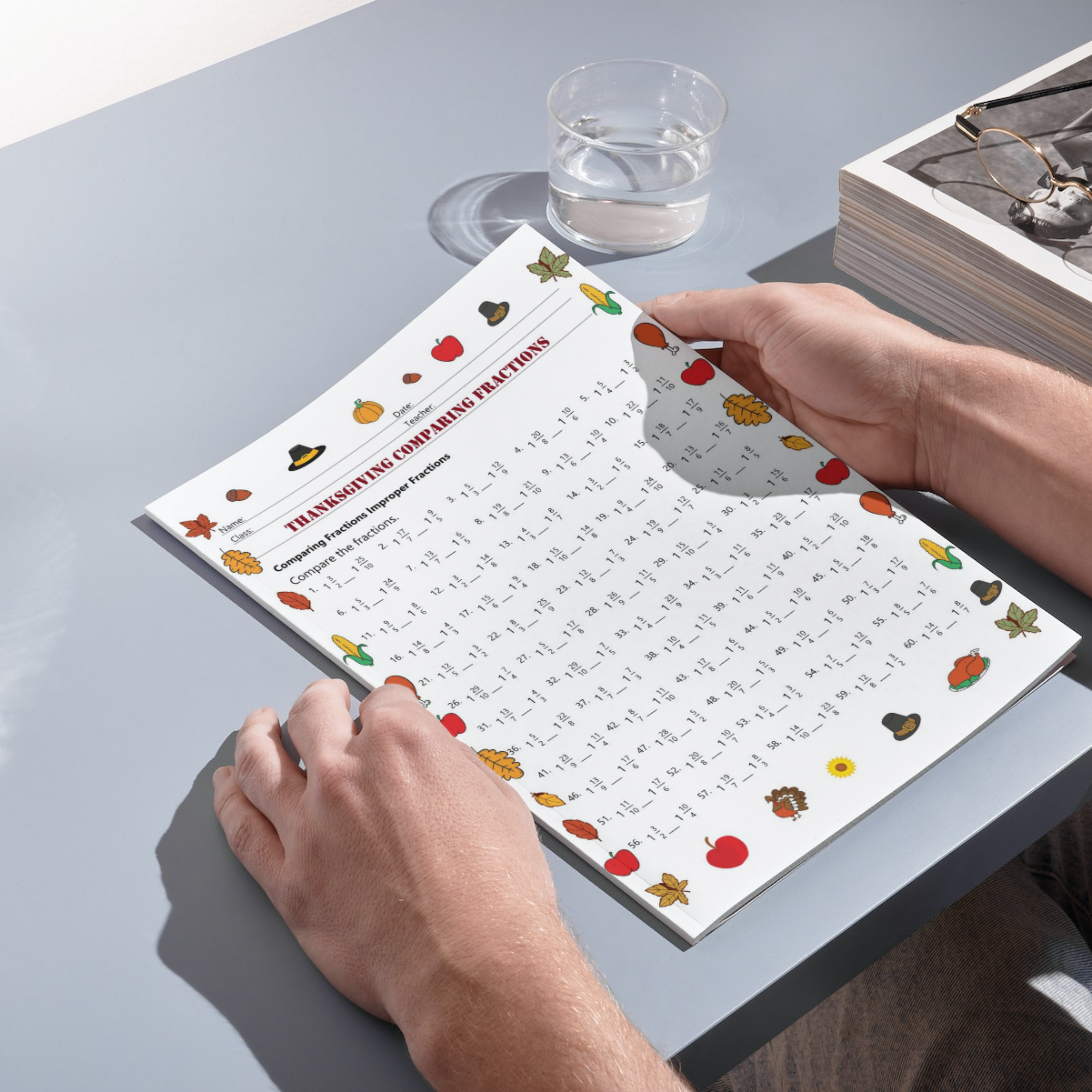 Thanksgiving Comparing Fractions – 20 Worksheets Fun Math Activities No ...