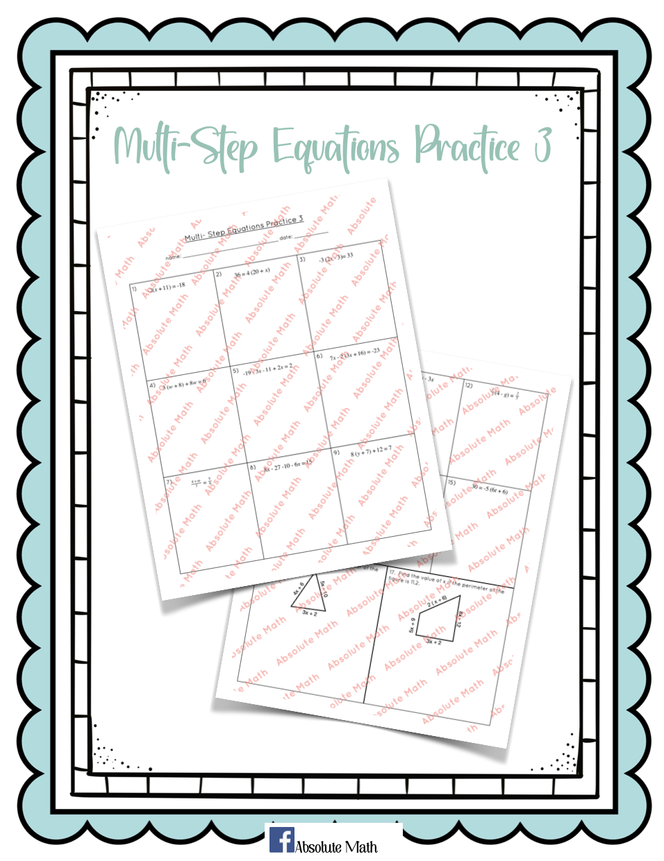 Multi-Step Equations Practice 3 | Teaching Resources
