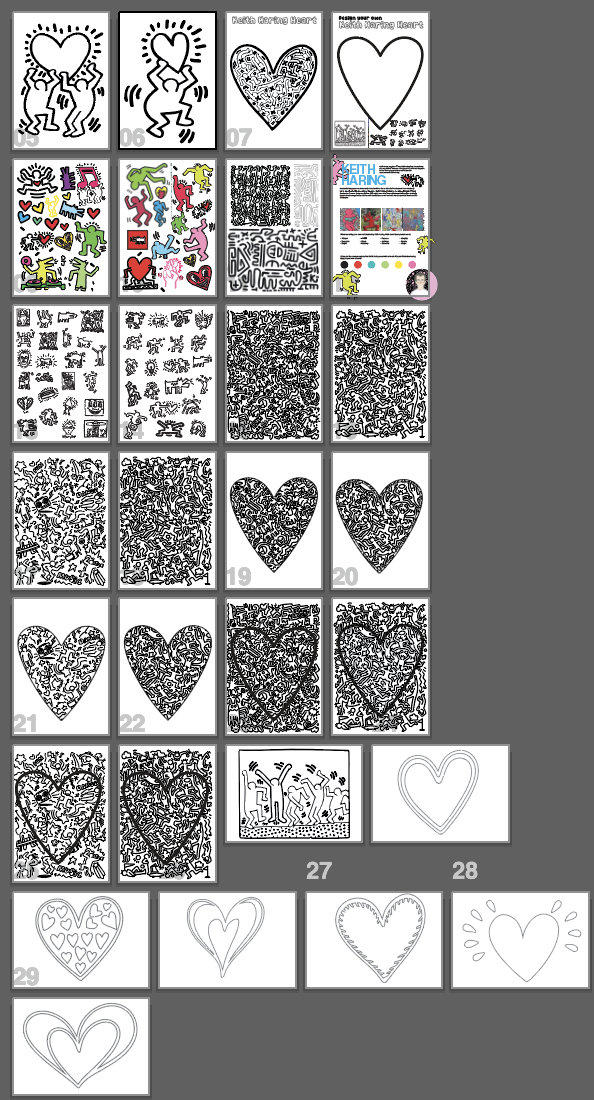 Keith Haring–Inspired Heart Pattern & Line Art Worksheets (29 worksheet ...