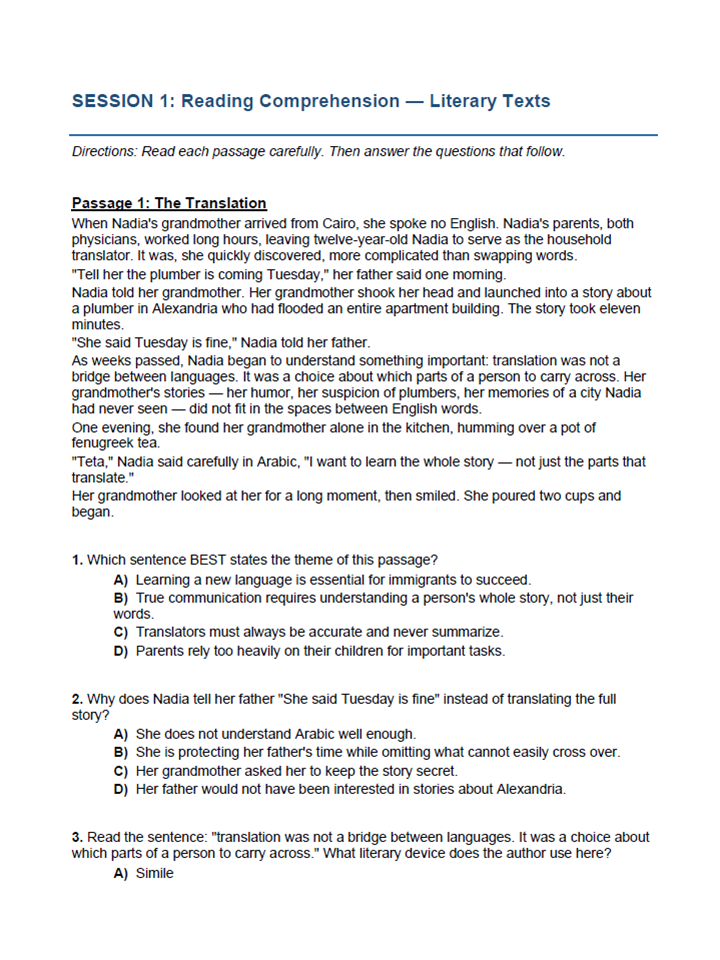 New York NYS ELA Practice Test for Grade 5 | Teaching Resources