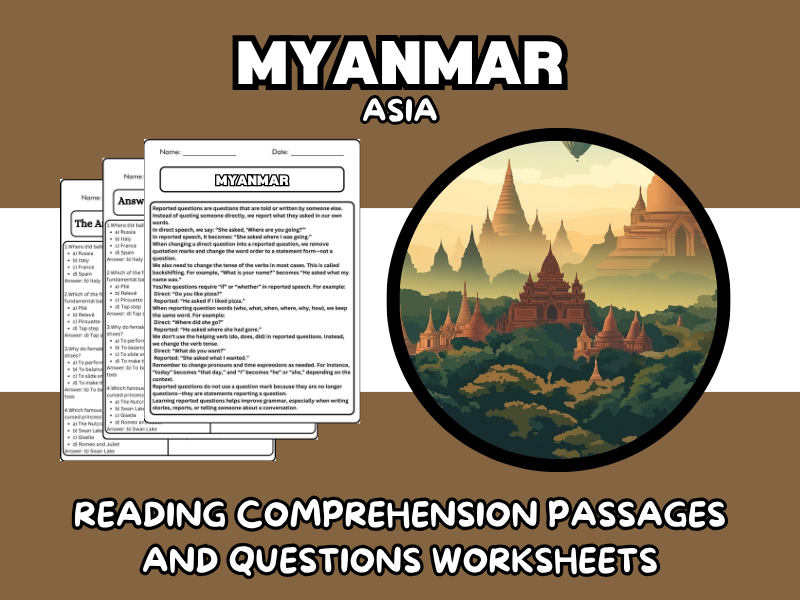 Myanmar - Asia Reading Comprehension Passages & Questions Worksheets ...
