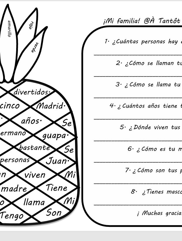 La piña translation - la familia - family - Spanish | Teaching Resources