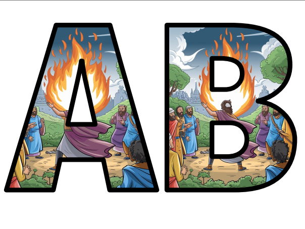 Bible Story Elijah Fire Mount Carmel Lettering Set Display Title ...