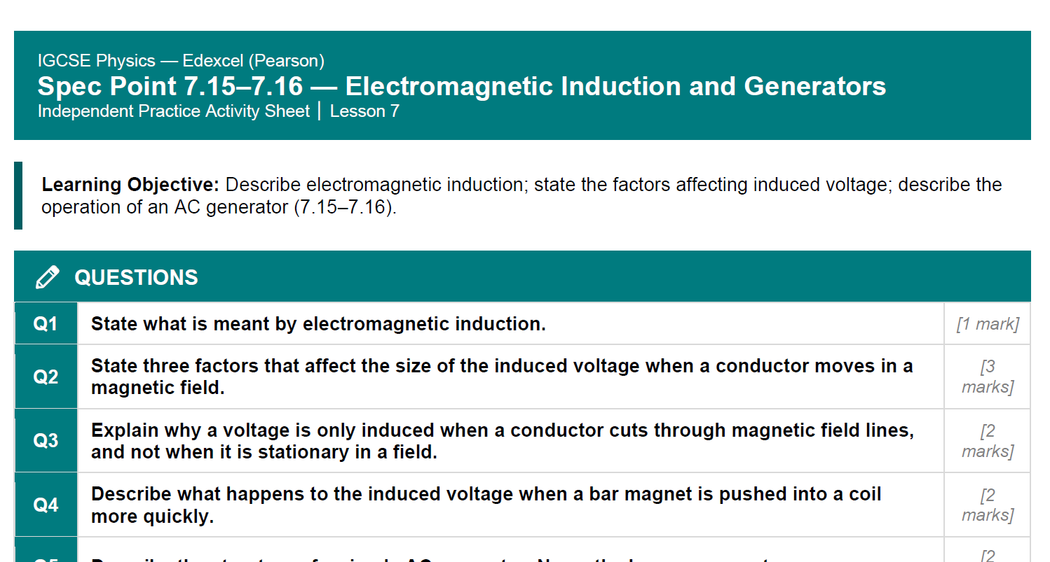 IGCSE Physics: Electromagnetic Induction and Generators | Magnetism ...
