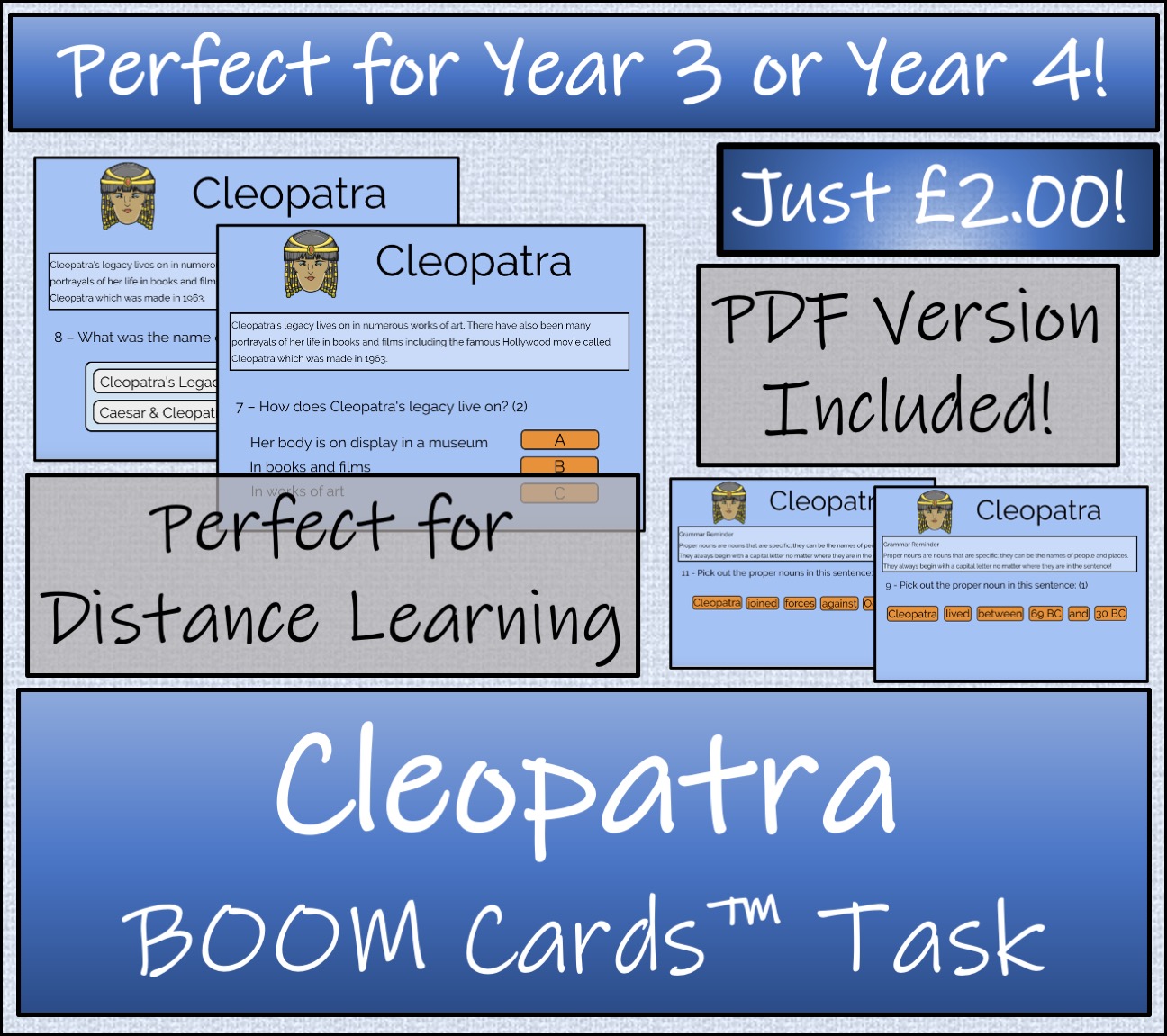 Cleopatra - LKS2 BOOM Cards™ Comprehension Activity | Teaching Resources