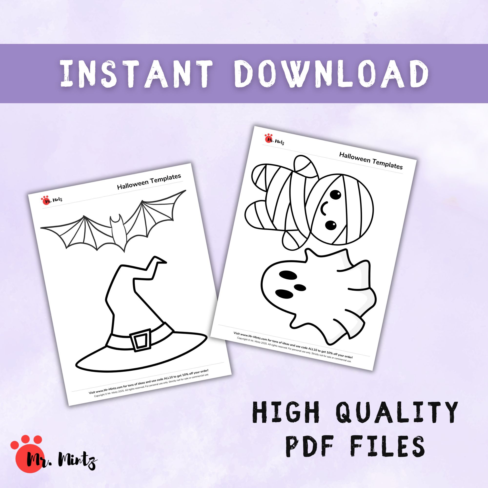 Printable Halloween Craft Templates – Ghost, Mummy, Bat & Witch Hat ...