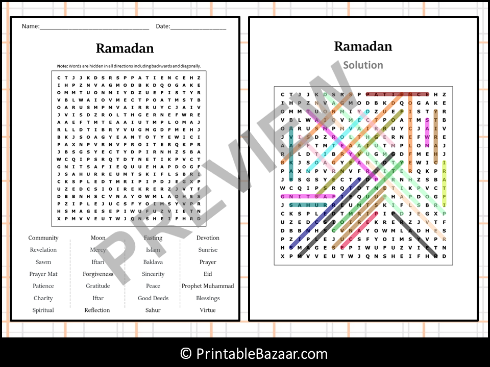 Ramadan Word Search Puzzle Worksheet Activity | Teaching Resources