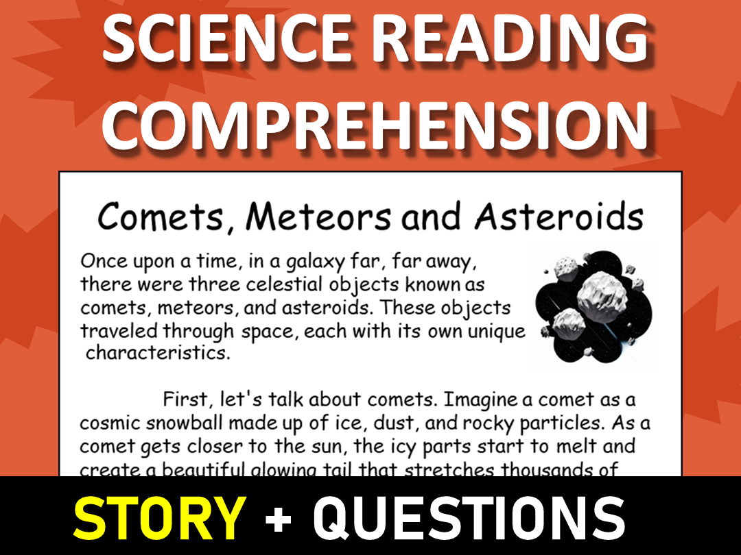 Comets, Meteors and Asteroids Reading Science Story Comprehension ...