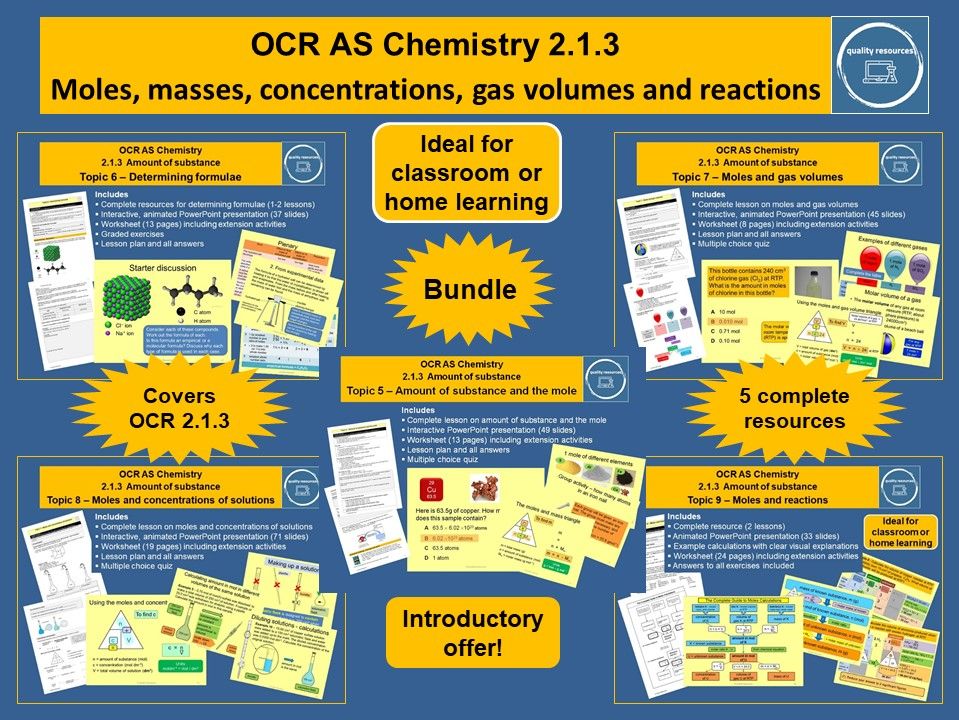 Moles, masses, concentrations, gas volumes and reactions OCR AS ...