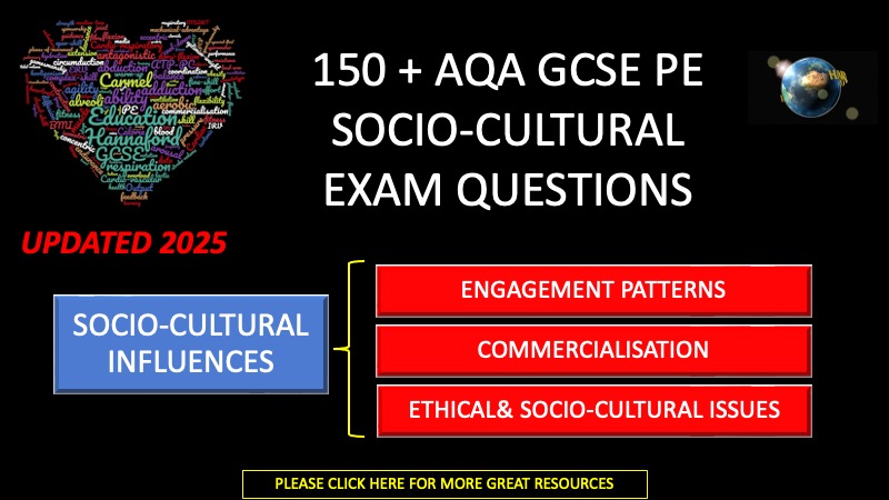 150 Socio-Cultural Influences Exam Questions for AQA GCSE PE With Mark ...
