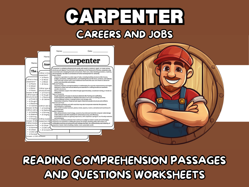 Carpenter - Careers and Jobs Reading Comprehension Passages & Questions ...