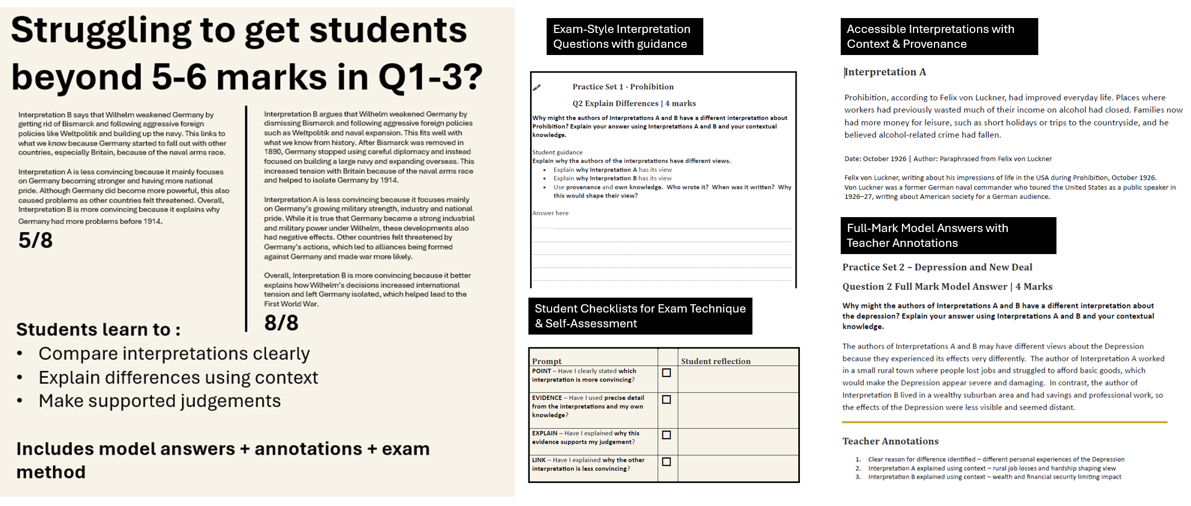 AQA GCSE History USA : Interpretation Questions (Q1–3) Exam Practice ...