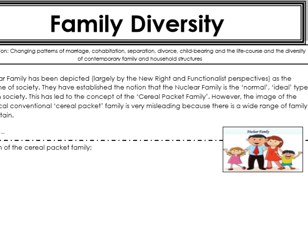 AQA Sociology - Year 1 - Families & Households - Family diversity ...