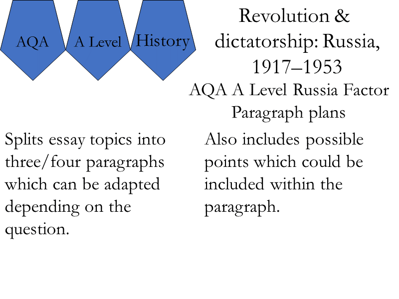 AQA A Level Russia Factor plans by irenelszmelter | Teaching Resources