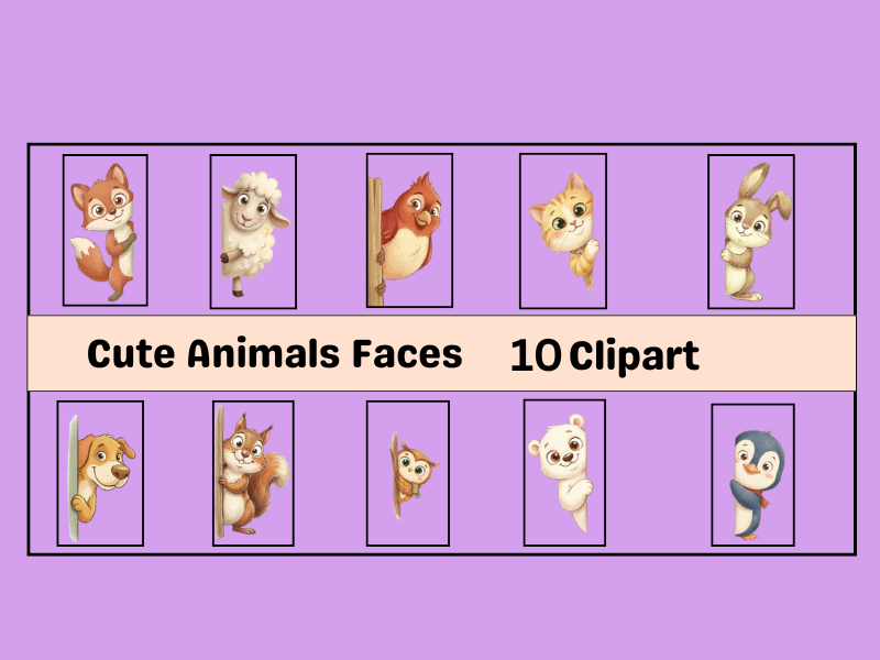 Cute Animals Faces – 10 Adorable Clipart | Teaching Resources