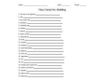 Flux-Cored Arc Welding Word Scramble | Teaching Resources