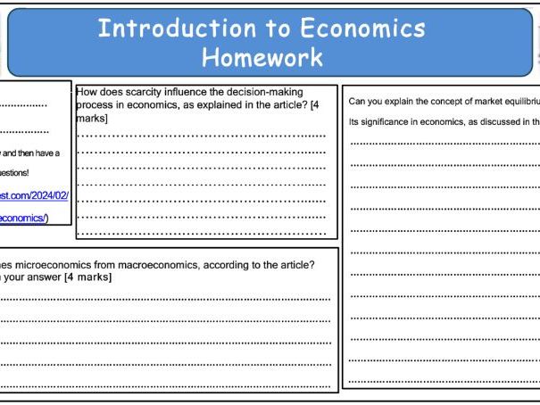 Introduction to Economics - Homework | Teaching Resources