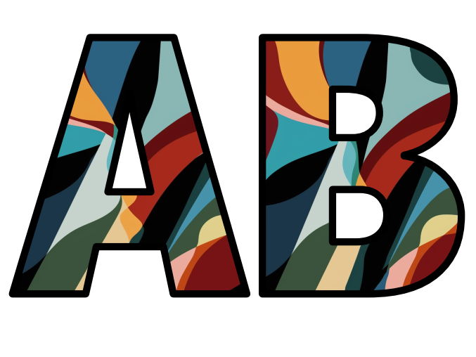 Colorful Art Pattern Lettering Set Display Title Letters Numbers Signs ...