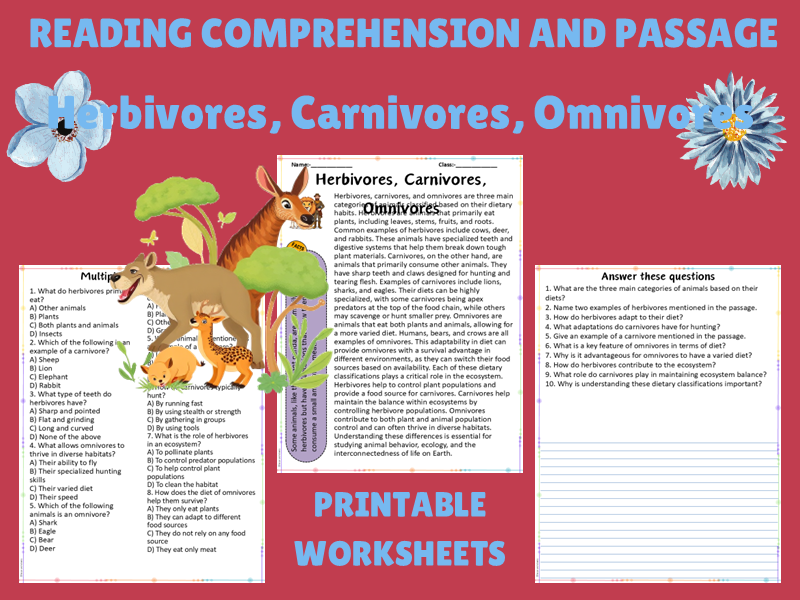 Exploring Herbivores, Carnivores, and Omnivores: Engaging Reading ...