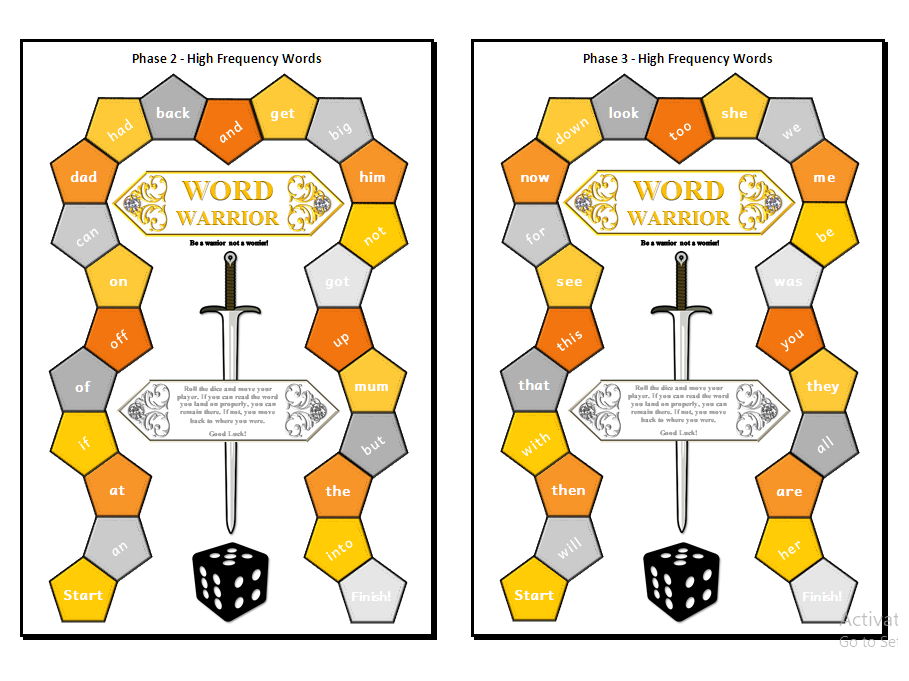 Word Warrior Reading Board Game Phase 2 5 High Frequency Words Word Warrior Reading Board Game Phase 2 5 High Frequency Words