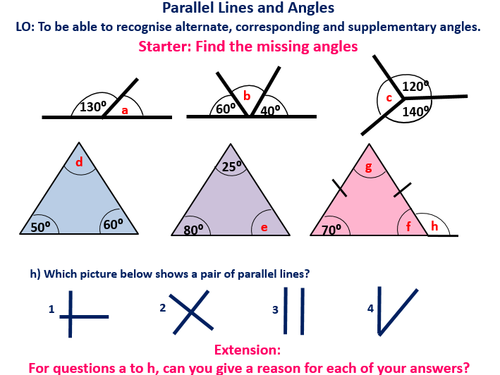 Angles on parallel lines LESSON with ANSWERS | Teaching Resources