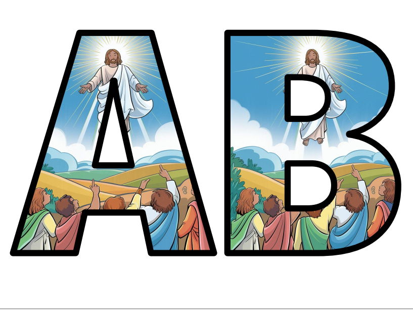 Bible Story Jesus Ascends Lettering Set Display Title Letters Numbers ...