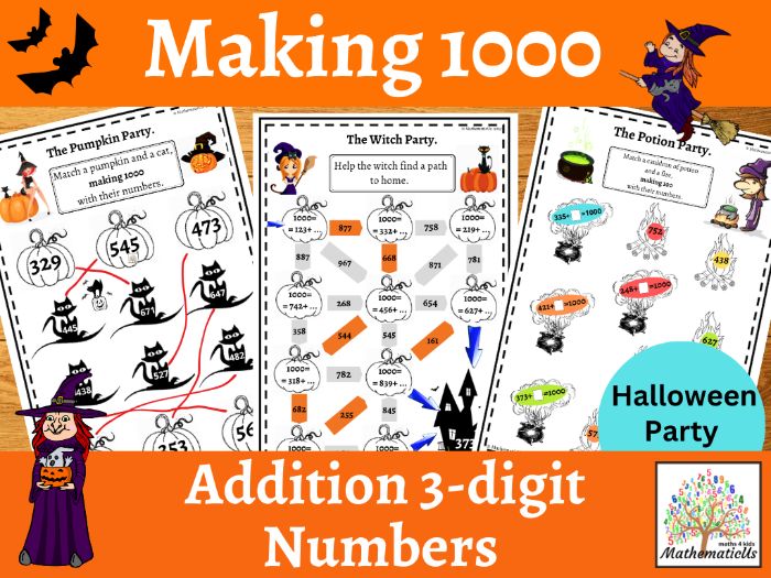Making 1000. Add 3 digit numbers Halloween Activities | Teaching Resources