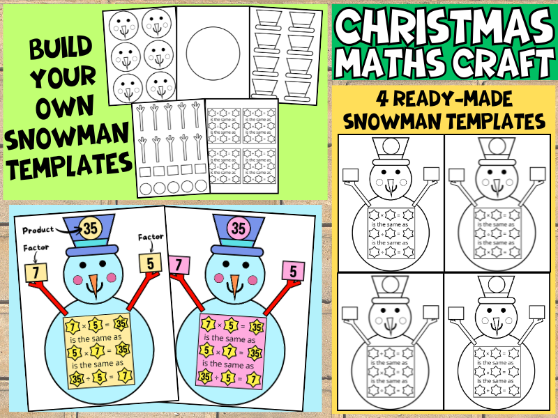 Christmas & Winter Snowman Maths Craft | Multiplication Facts Colouring ...
