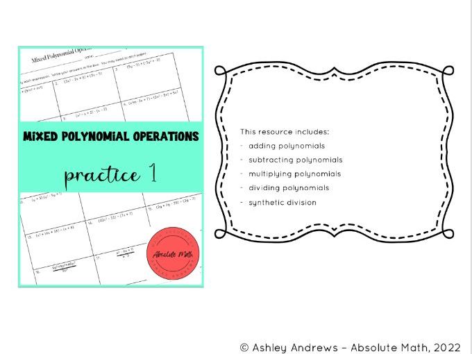 Mixed Polynomial Operations Practice 1 | Teaching Resources Mixed Polynomial Operations Practice 1 | Teaching Resources