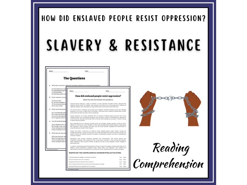How Enslaved People Resisted Oppression Reading Comprehension Passages ...