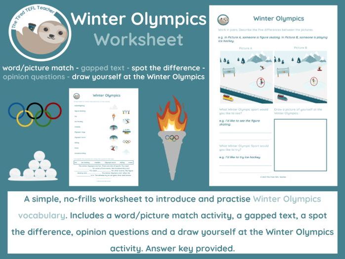 ESL Winter Olympics Worksheet | Teaching Resources
