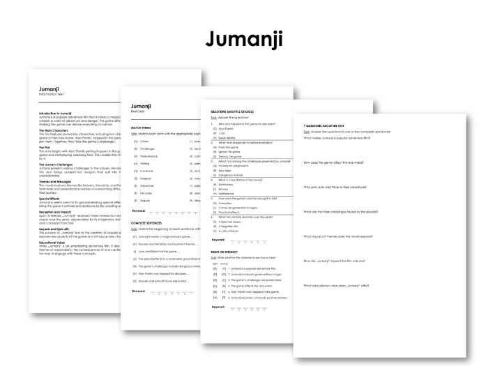 The Movie "Jumanji" | Teaching Resources