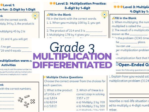 G3 Multiplication: Differentiated Math with open-ended questions | Teaching Resources