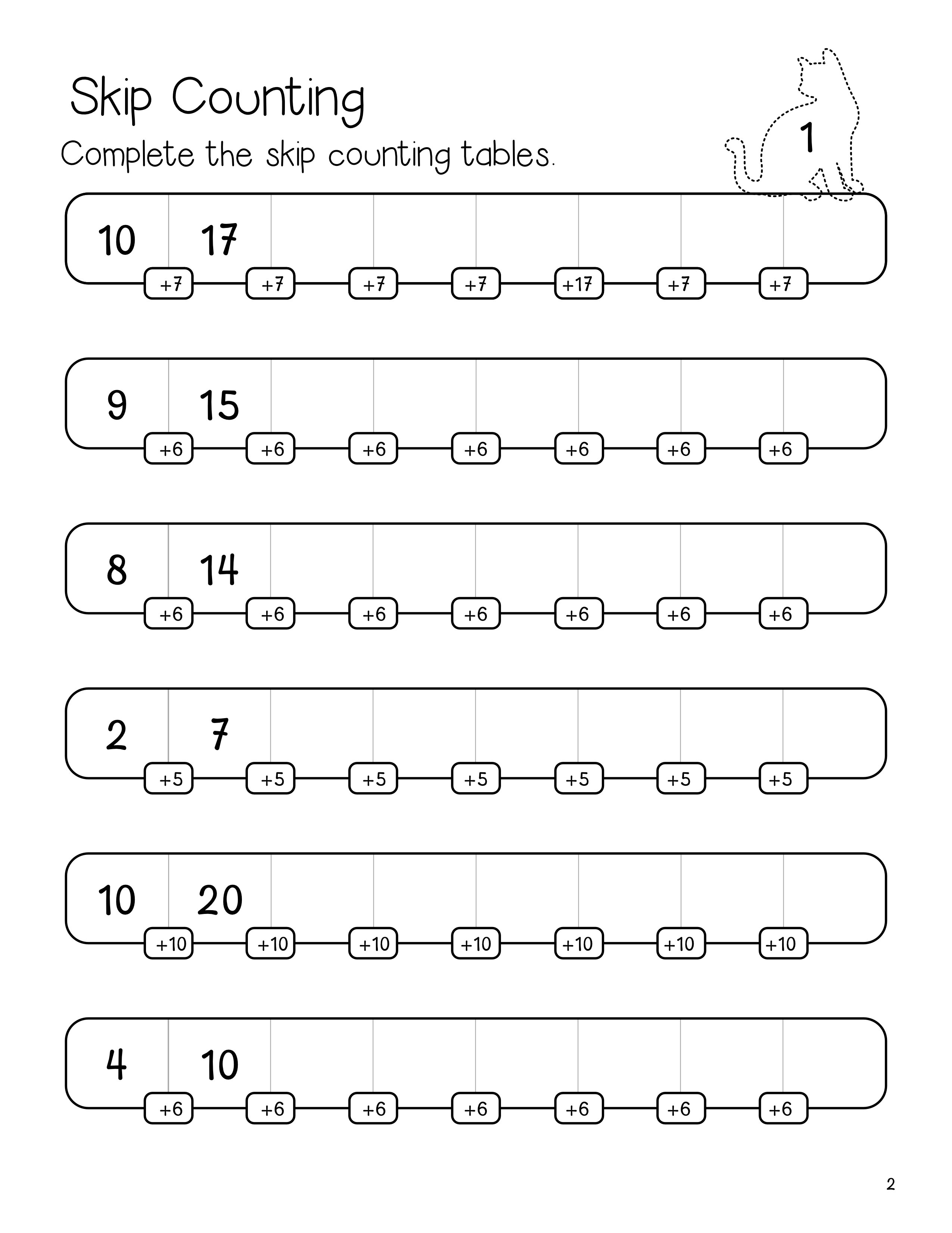 Skip Counting by 1 to 10 Number Math Activity Worksheets for Grade 1 ...