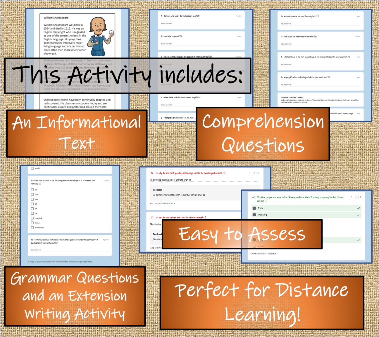 LKS2 William Shakespeare Reading Comprehension Activity | Digital ...
