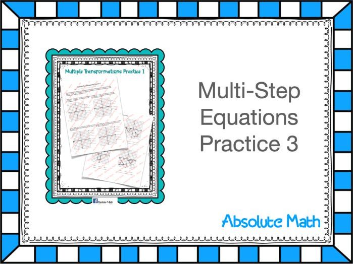 Multi-Step Equations Practice 3 | Teaching Resources