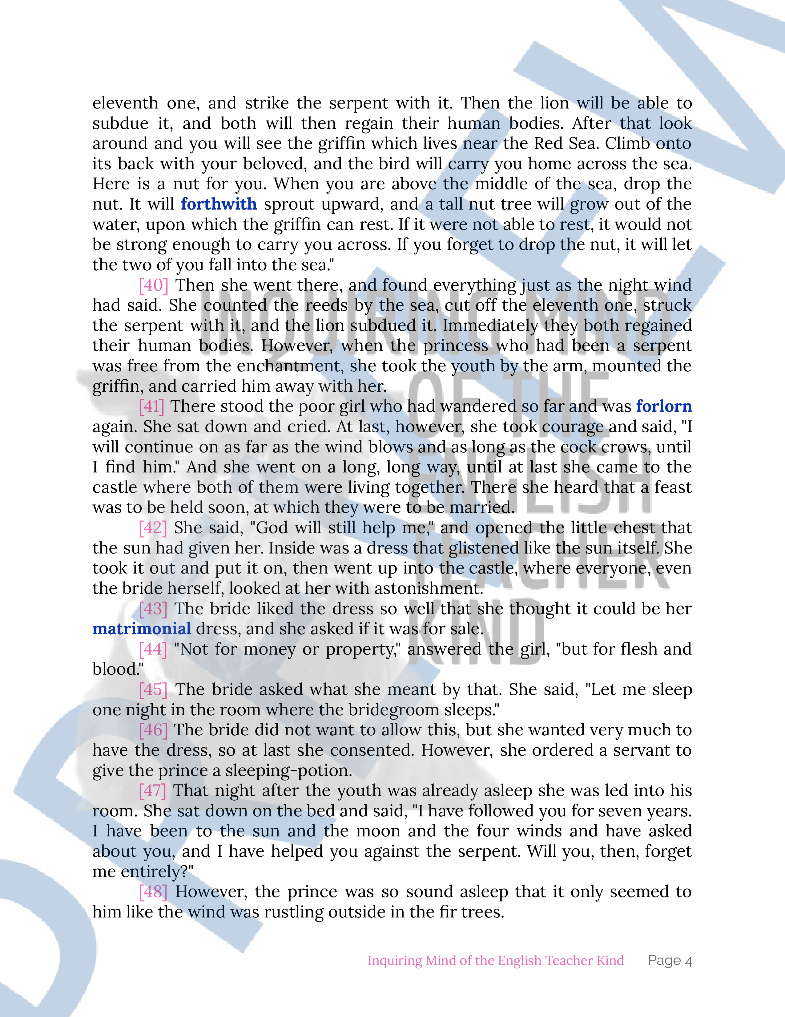 "The Singing, Springing Lark" Quiz and Answer Key | Grimm's Fairy Tale ...