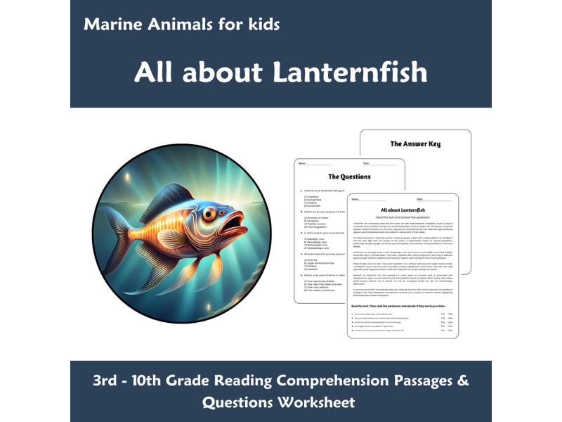 All About Lanternfish Reading Comprehension Passages & Questions Worksheets | Teaching Resources