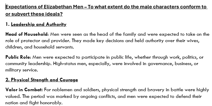 Guided Reading - Expectations of Elizabethan Men | Teaching Resources