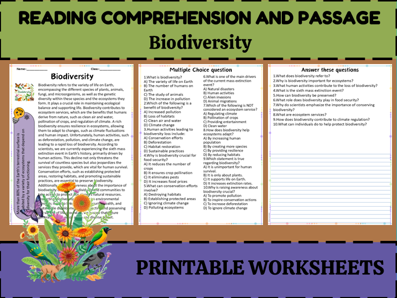 Explore Biodiversity: Engaging Passage with Insightful Questions ...