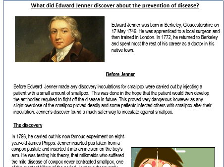 What did Edward Jenner discover? | Teaching Resources