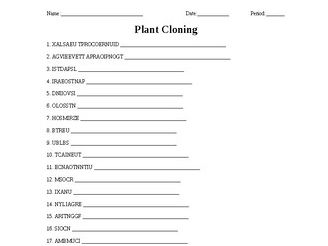 Plant Cloning Word Scramble for Biotechnology Students | Teaching Resources
