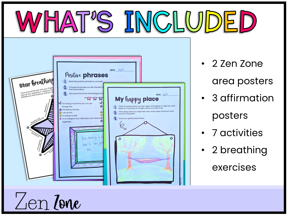 SEL Zen Zone Calm Corner Posters and Activities | Teaching Resources