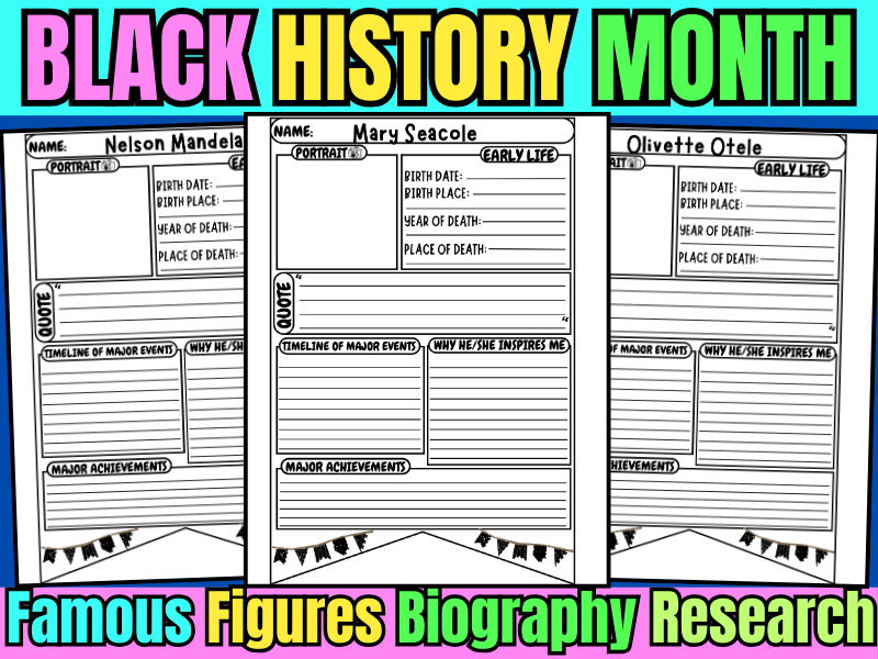 Black History Month Biography Research Pennant | Famous Figures ...