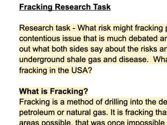 AQA A LEVEL GEOGRAPHY 'FRACKING' INFORMATION SHEET | Teaching Resources